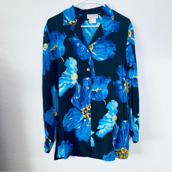 Victor Costa | Tops | Victor Costa Occasion Vintage Silk Large Floral ...